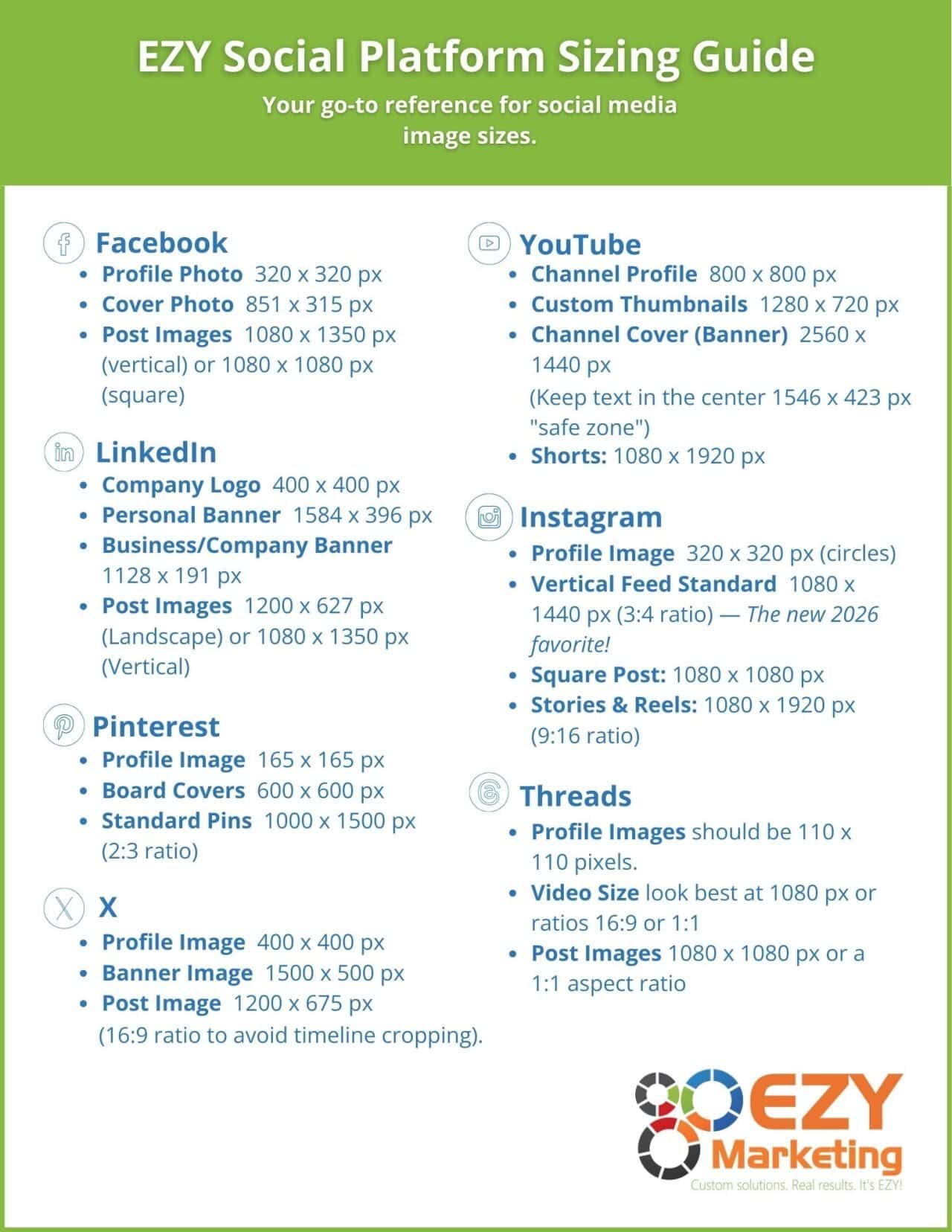 2026 Social Media Sizing Guide - EZY Marketing